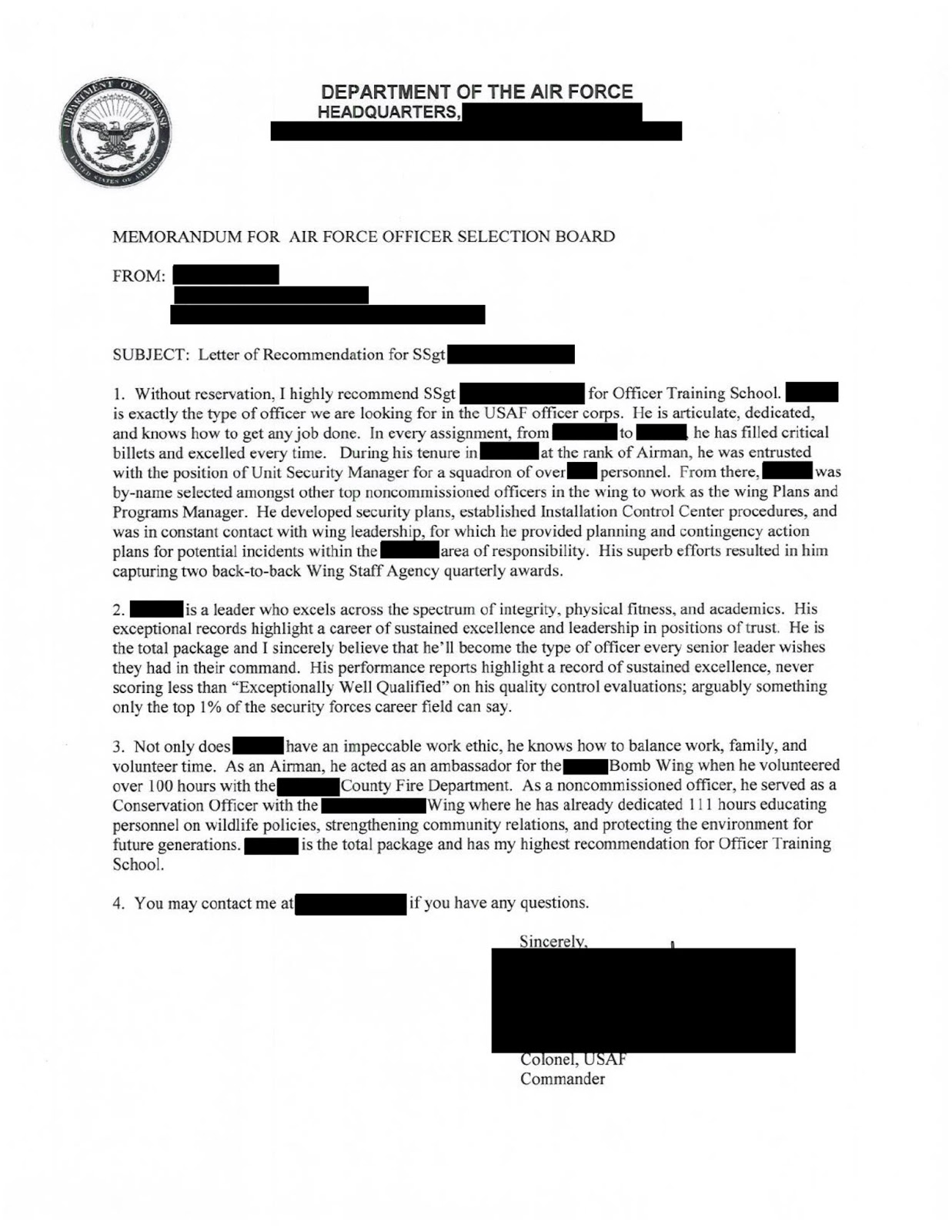 Letter Of Recommendation Template Usaf Invitation Template Ideas