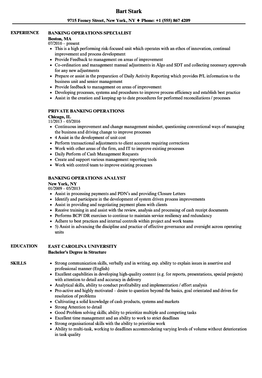 Banking Operations Cv Template Invitation Template Ideas