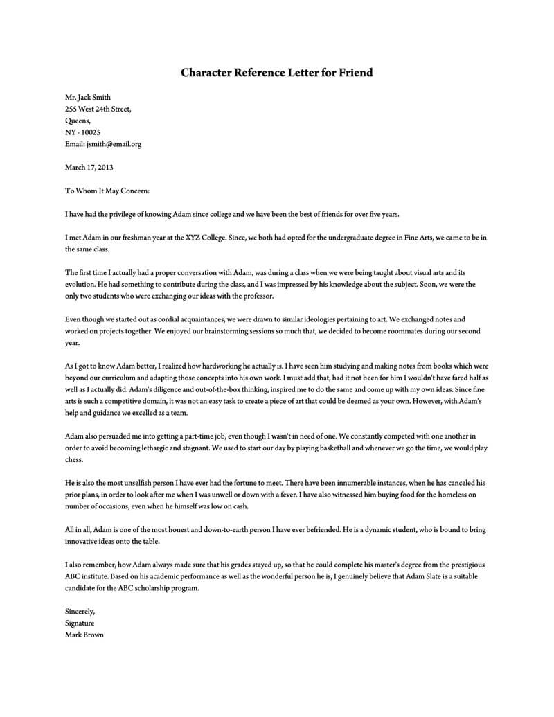 Good Mother Character Reference Letter Invitation Template Ideas