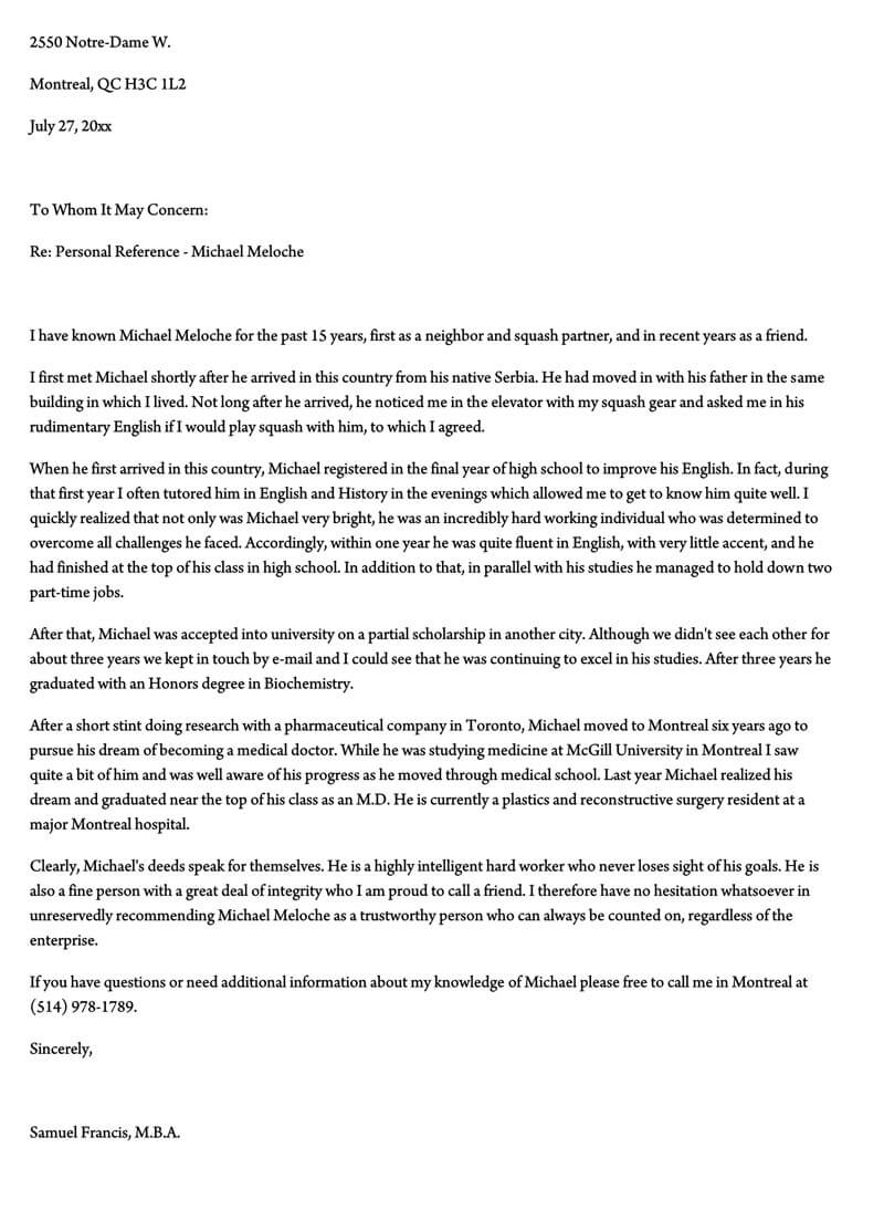 Character Reference Letter For Court For Son Invitation Template Ideas