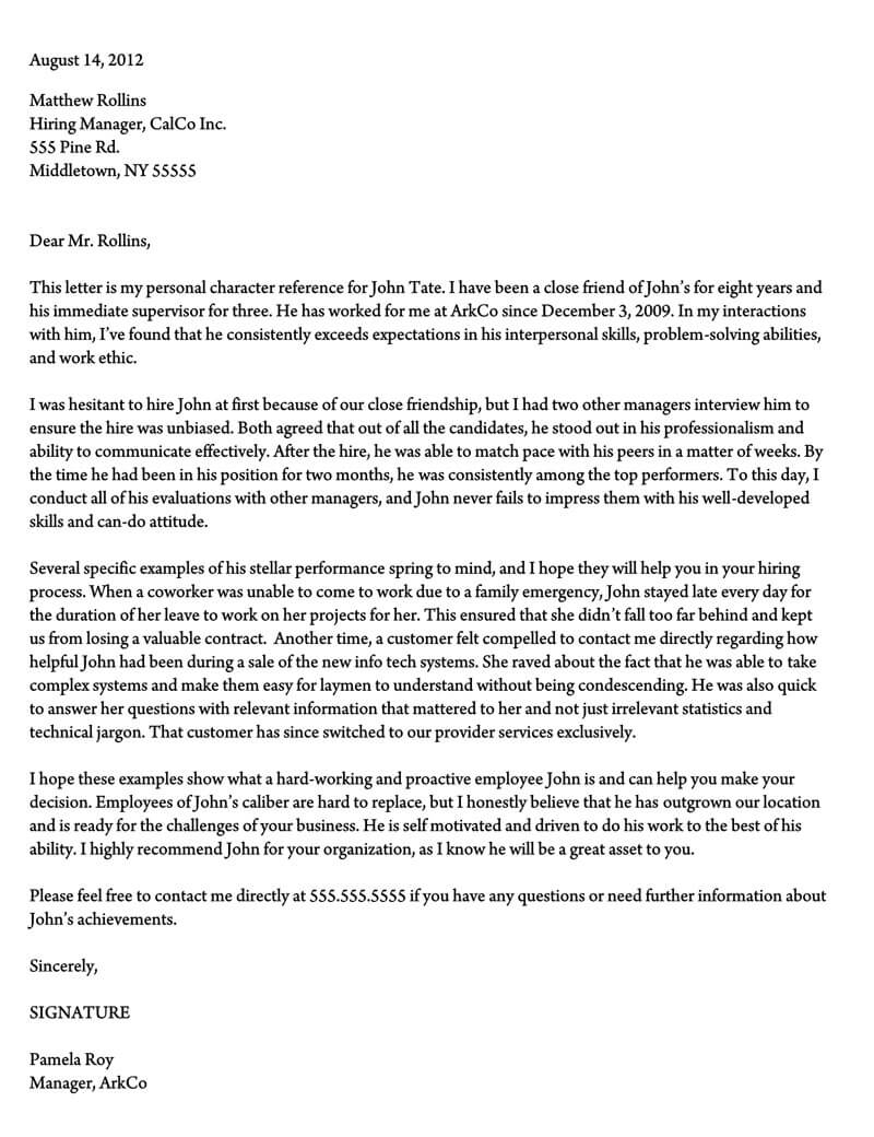 Sample Character Reference Letter For A Friend To A Judge Invitation 