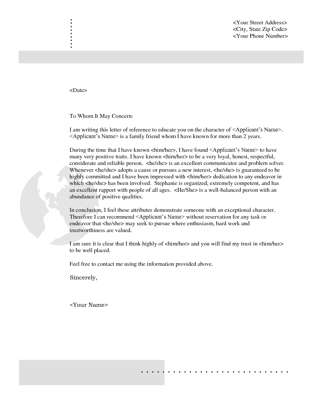 Letter Of Recommendation For Family Member Sample Invitation Template 