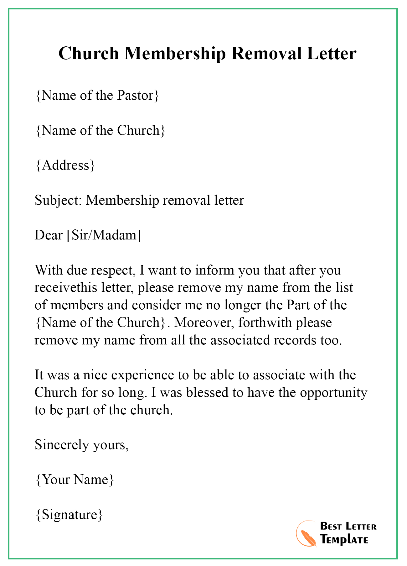 Sample Letter Of Recommendation For Church Member Invitation Template 