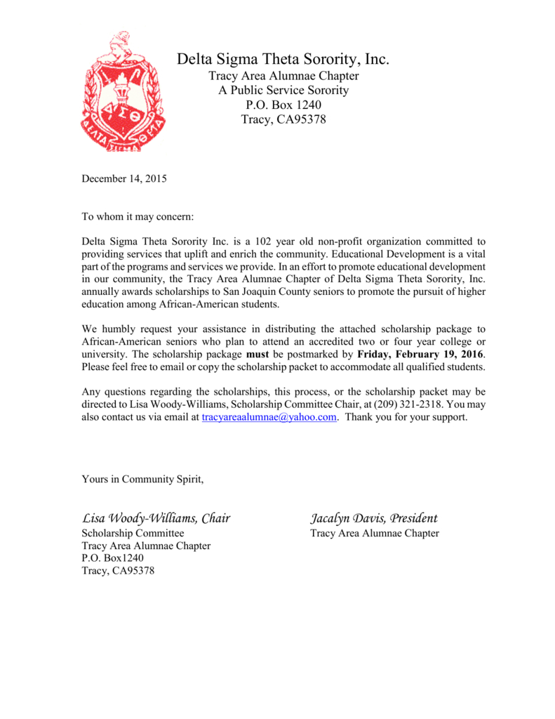 Sample Letter Of Recommendation For Delta Sigma Theta Sorority 