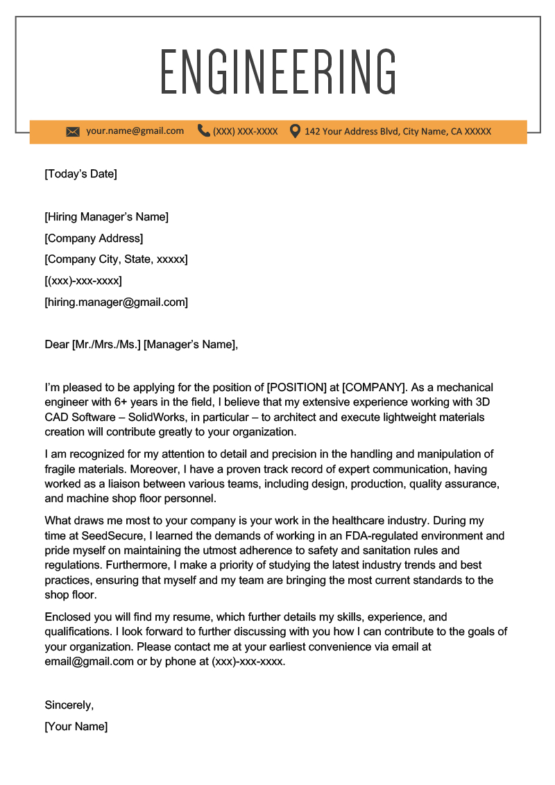 Engineering Manager Cover Letter Invitation Template Ideas