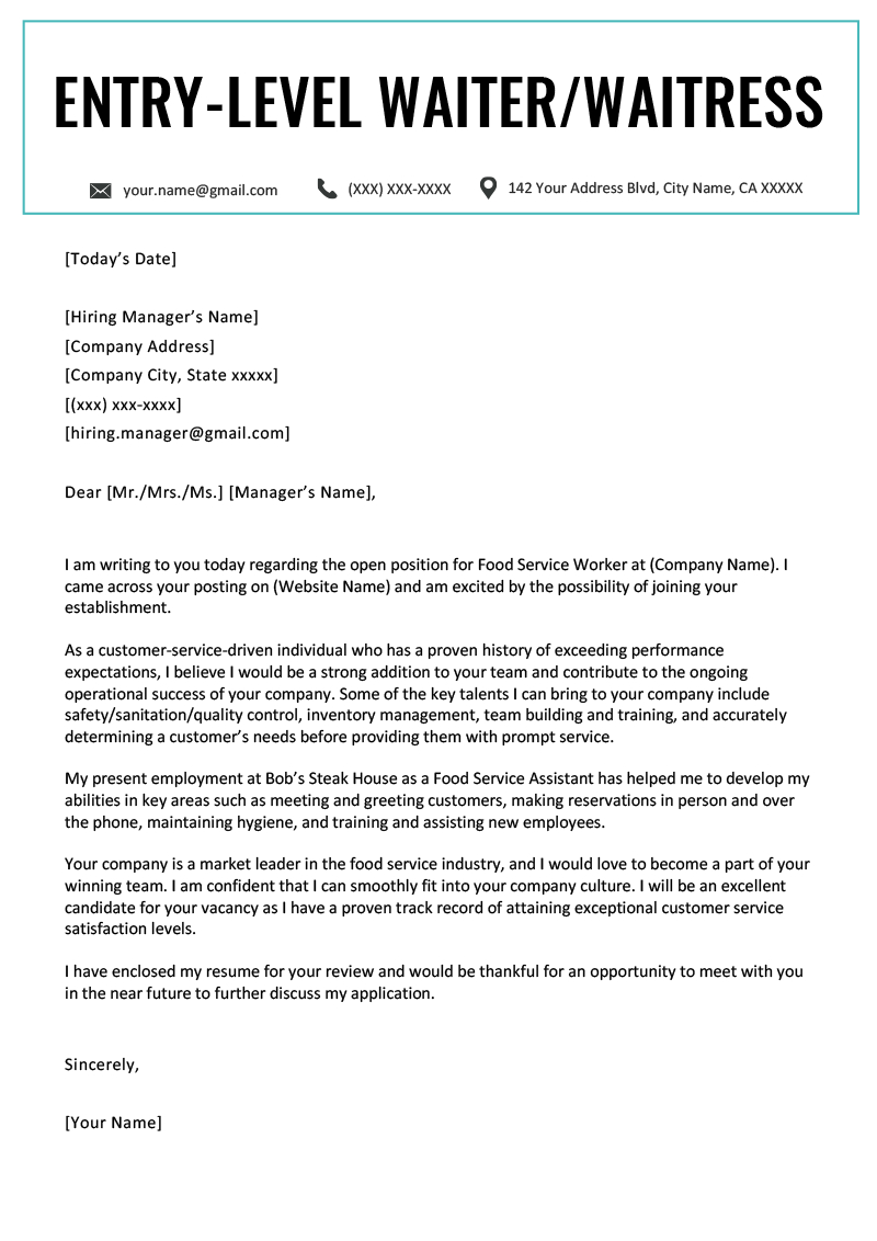 Reference Letter For Waitress Invitation Template Ideas