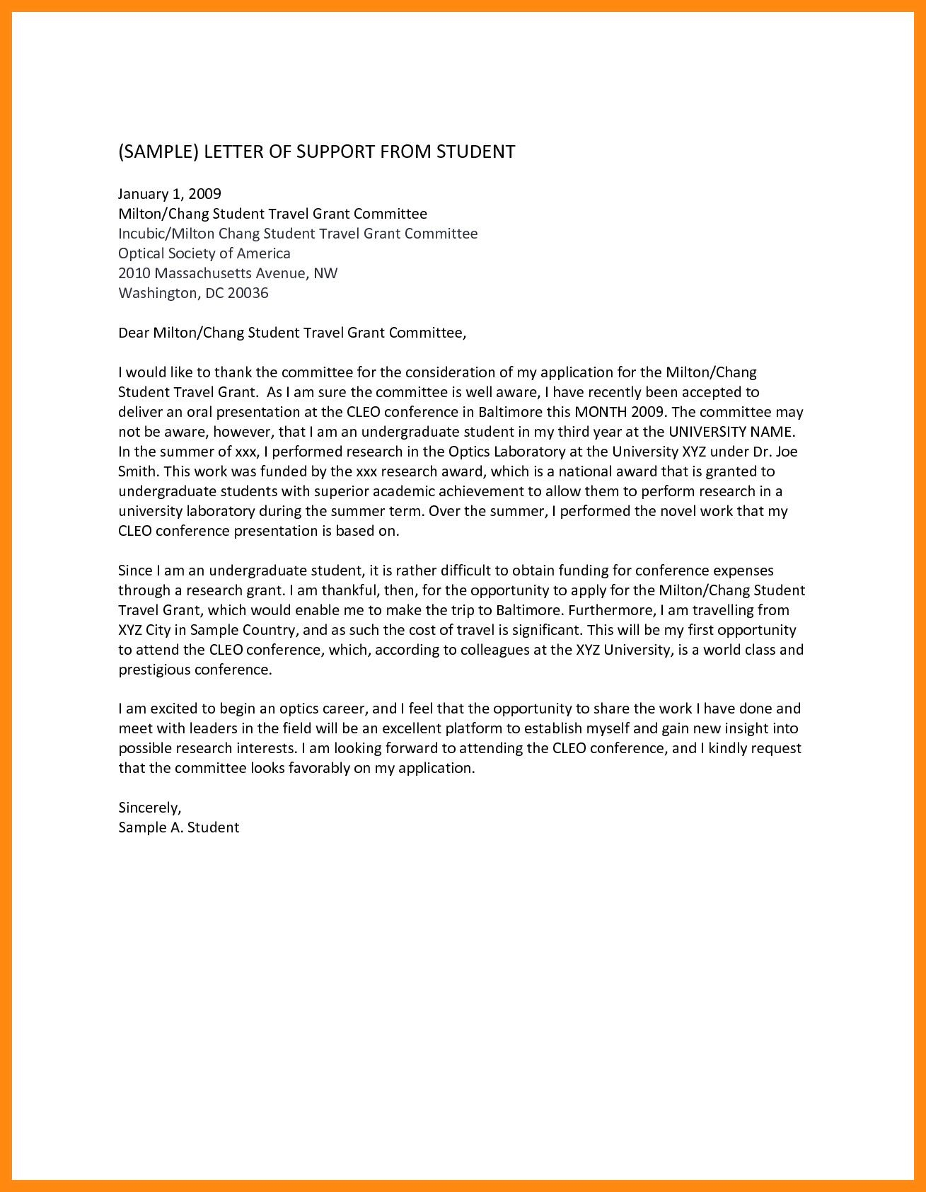 Travel Grant Recommendation Letter Sample Invitation Template Ideas