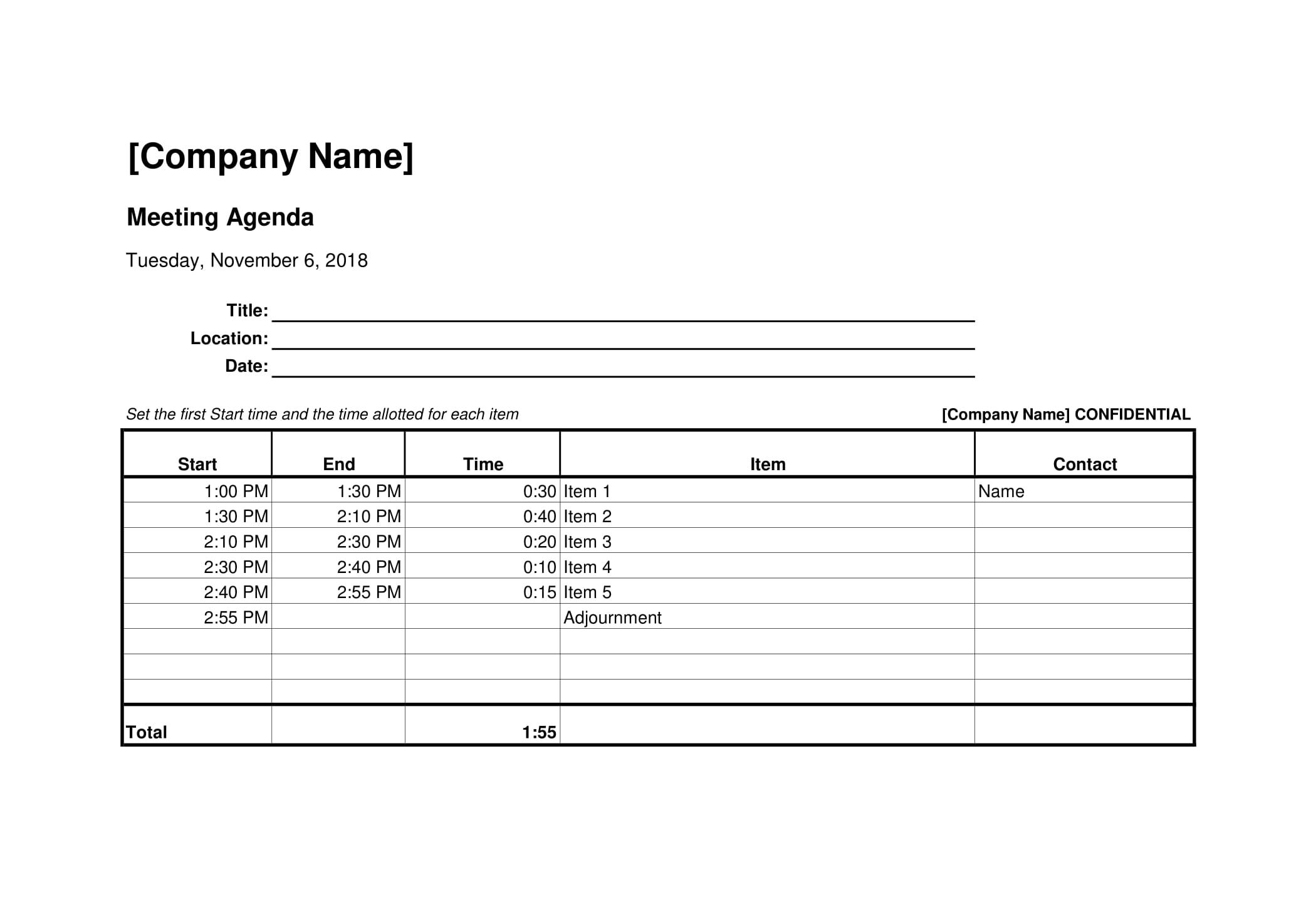 Meeting Agenda Format In Excel Invitation Template Ideas