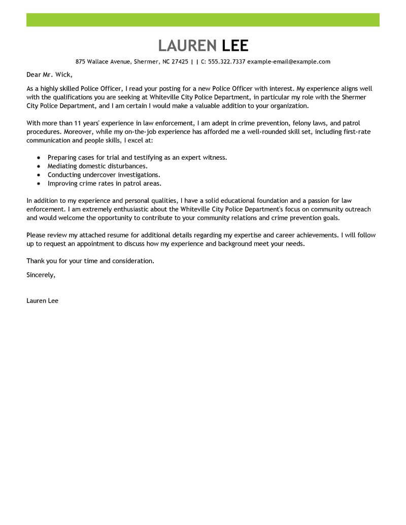 Entry Level Law Enforcement Cover Letter Examples Invitation Template 