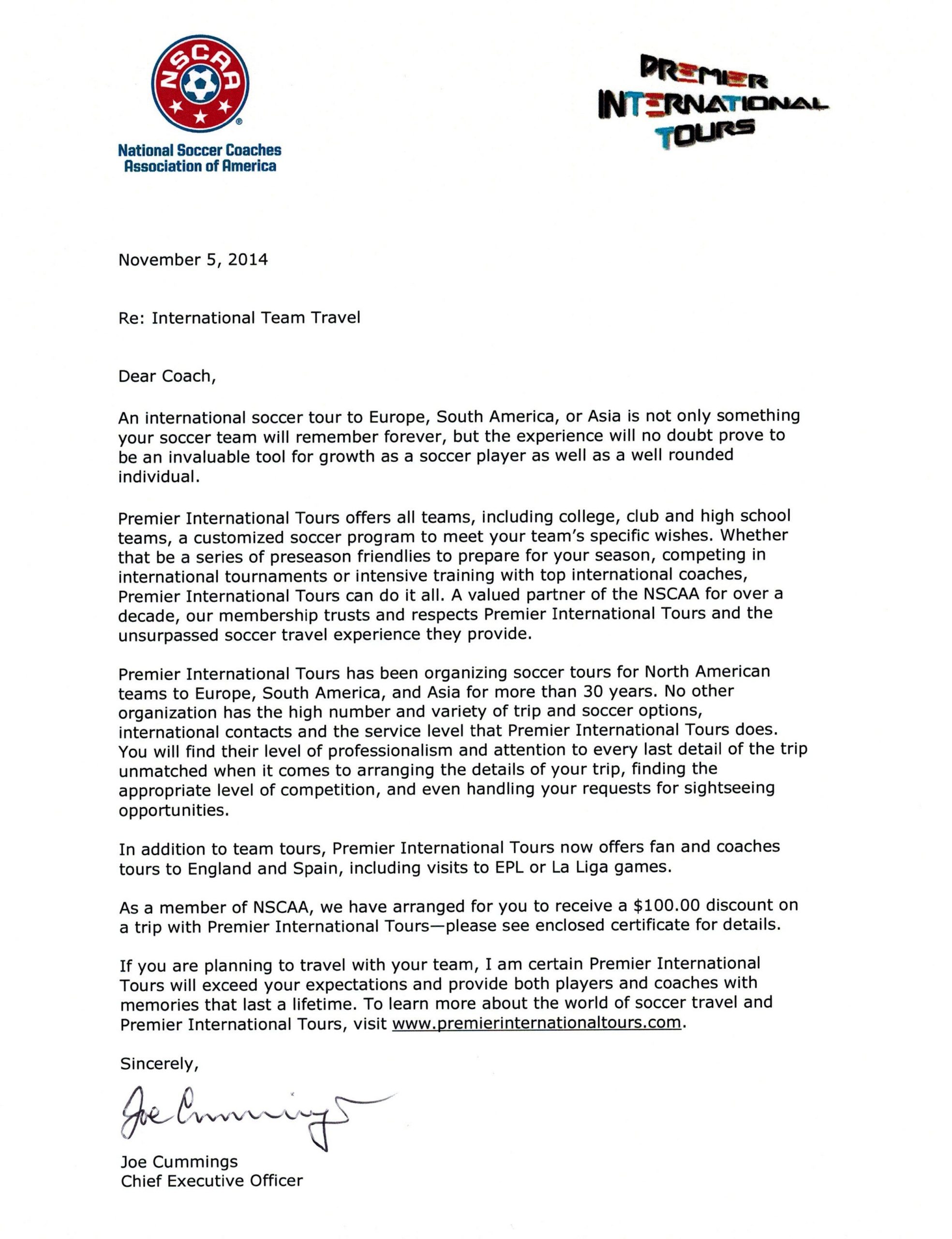 Example Letter Of Recommendation For Soccer Player Invitation 