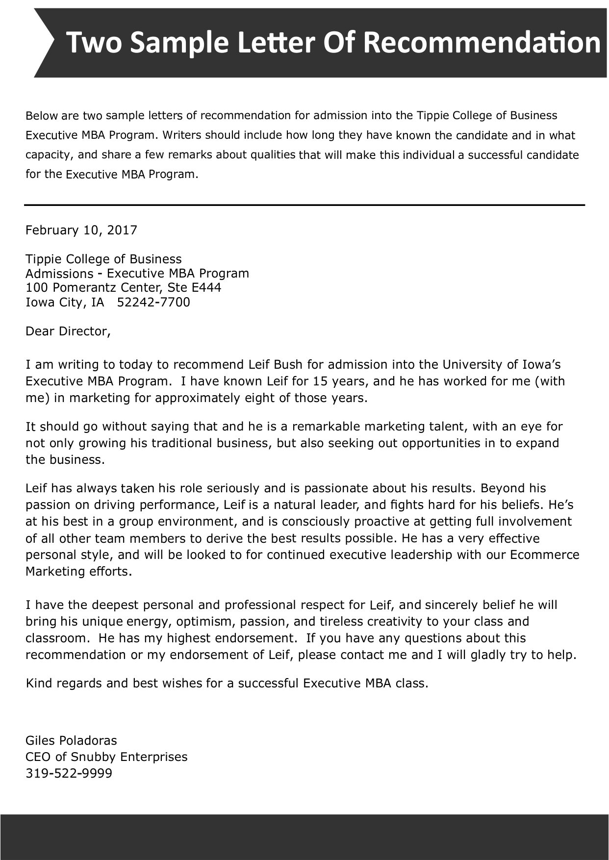 Sample Letter Of Recommendation For Mba Student Invitation Template Ideas