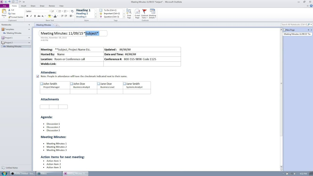 Meeting Minutes Template Onenote 2010 Invitation Template Ideas