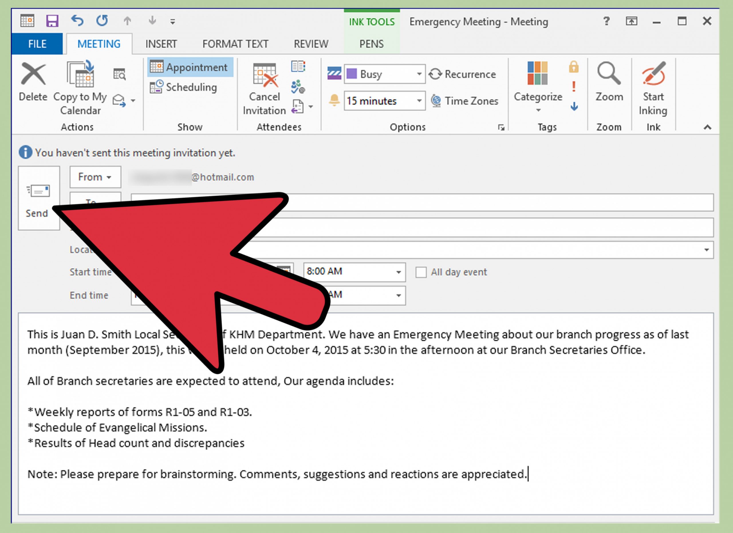 Meeting Agenda Template In Outlook Invitation Template Ideas