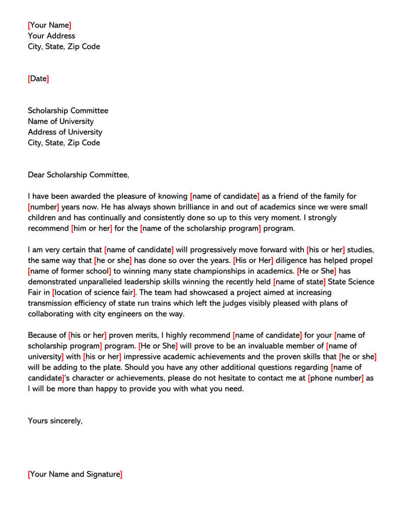 Letter Of Recommendation For A Friend For University Invitation 