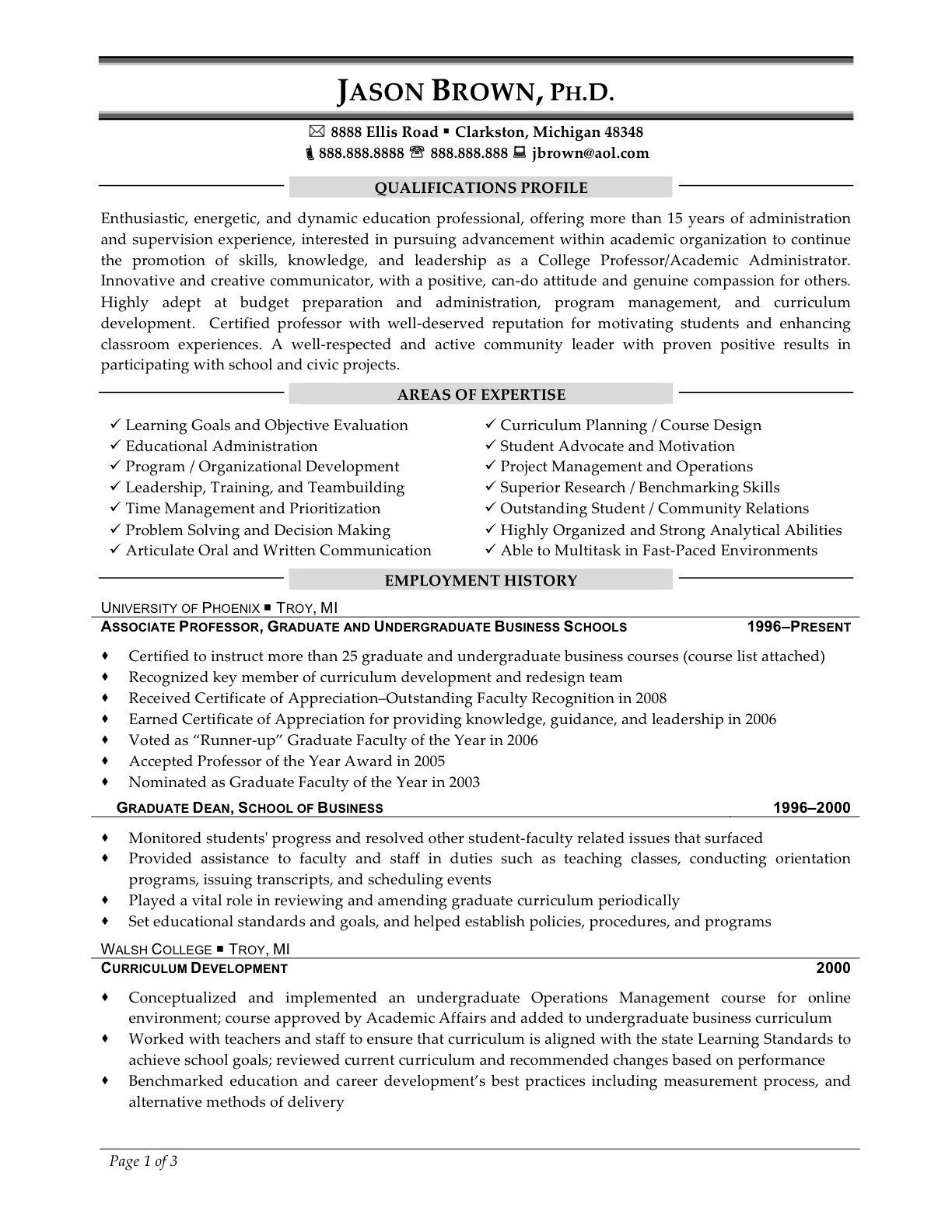 Bauer Resume Template