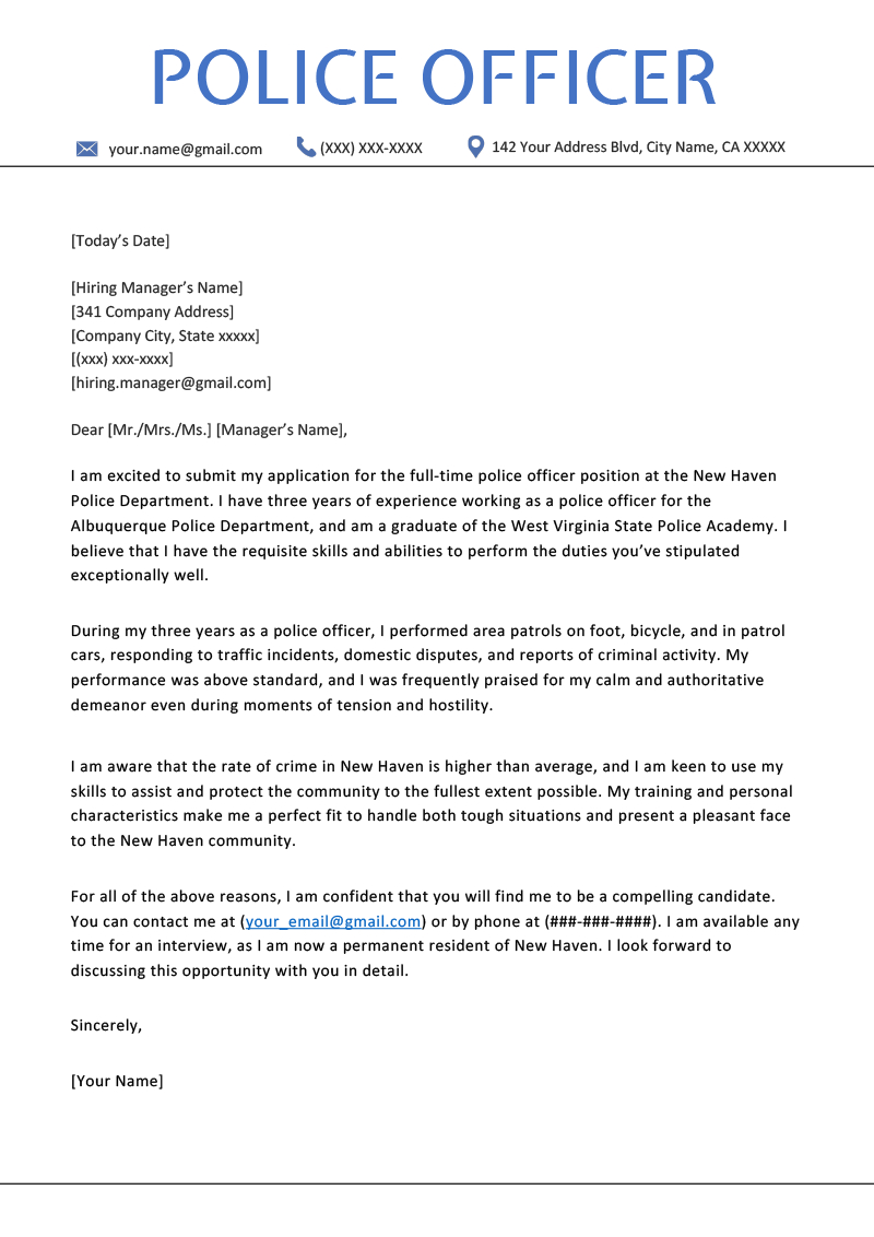 Entry Level Law Enforcement Cover Letter Examples Invitation Template