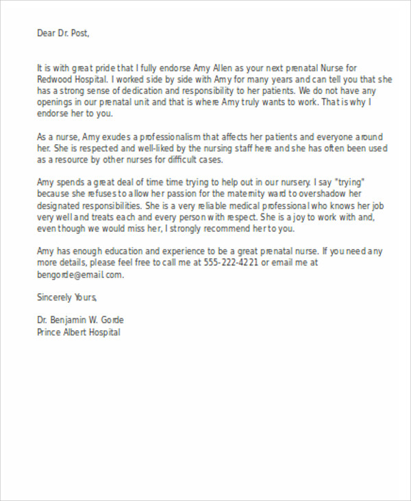 Recommendation Letter Nurses Employment Invitation Template Ideas