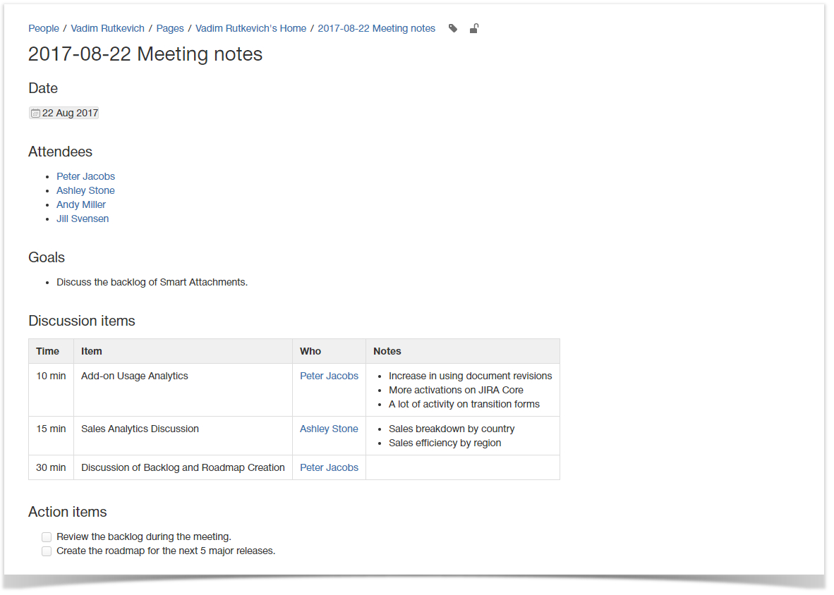 Minutes Confluence Template Invitation Template Ideas