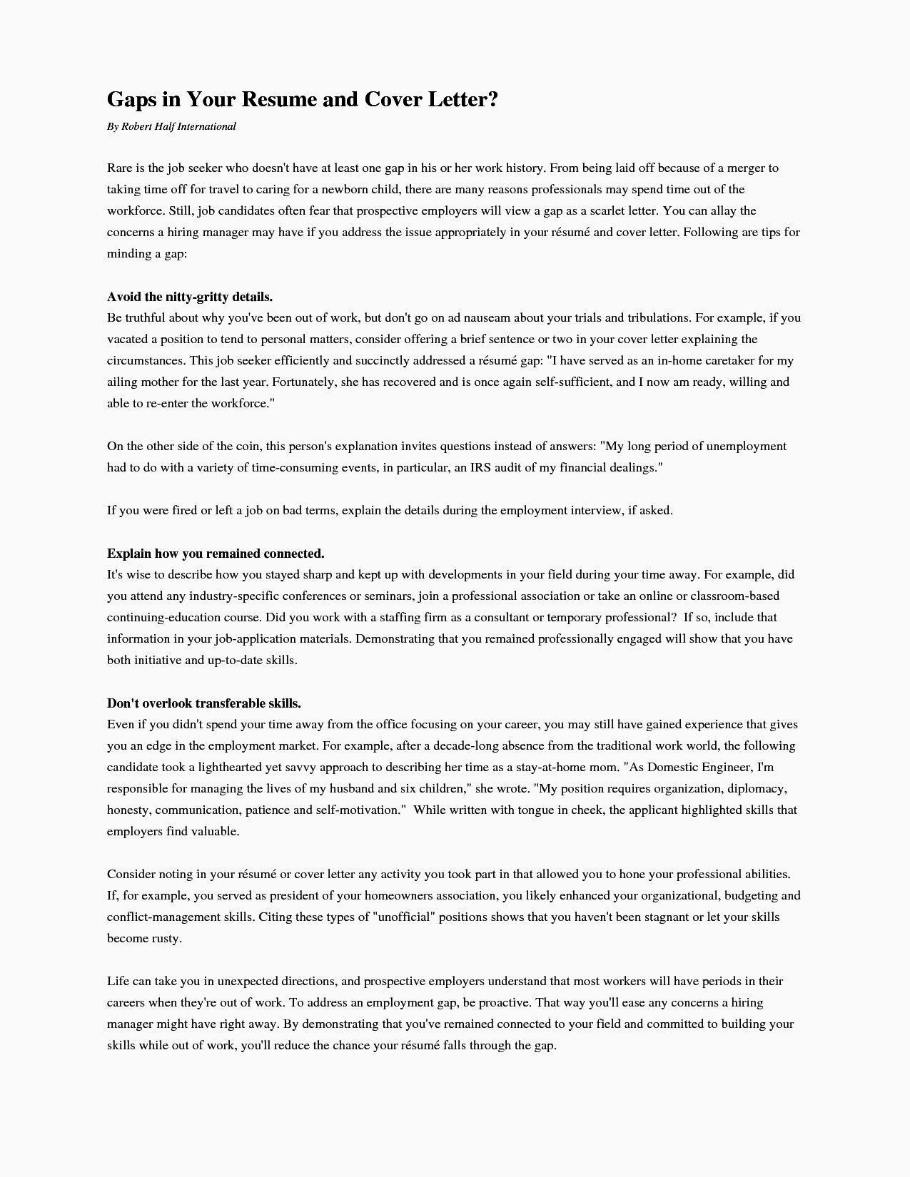 Cover Letter Explaining Gaps In Employment Sample Invitation Template 