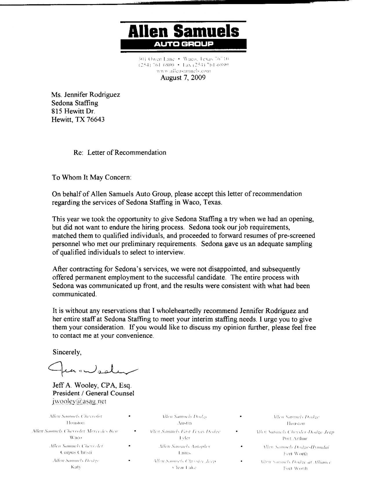 Letter Of Recommendation From Client Template Invitation Template Ideas