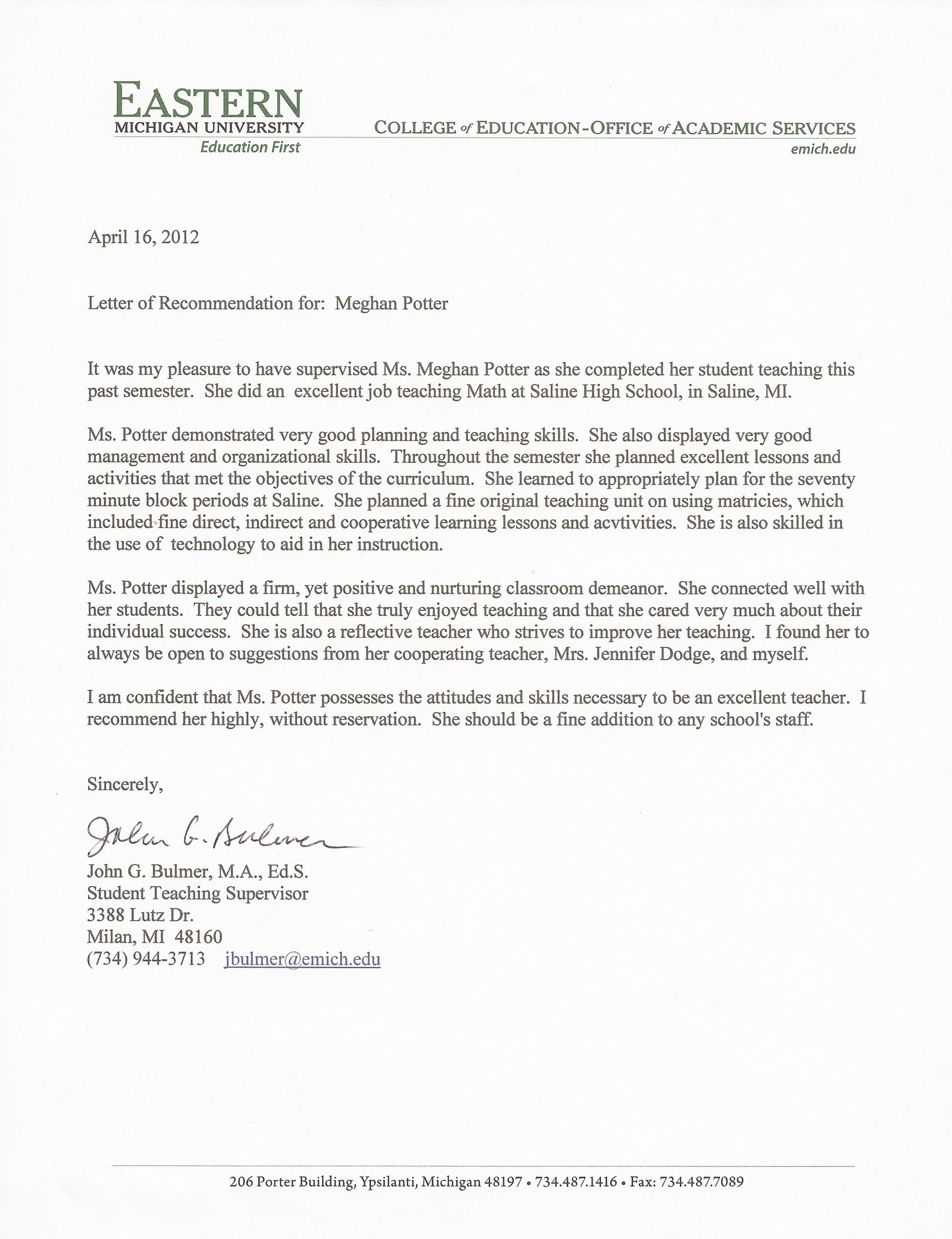 College Letter Of Recommendation From Math Teacher Invitation
